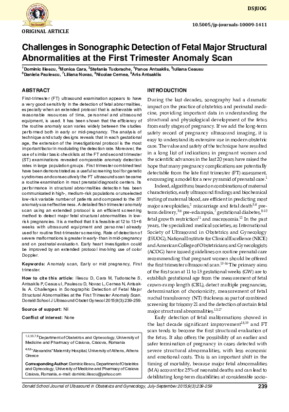 (PDF) Challenges in Sonographic Detection of Fetal Major Structural ...