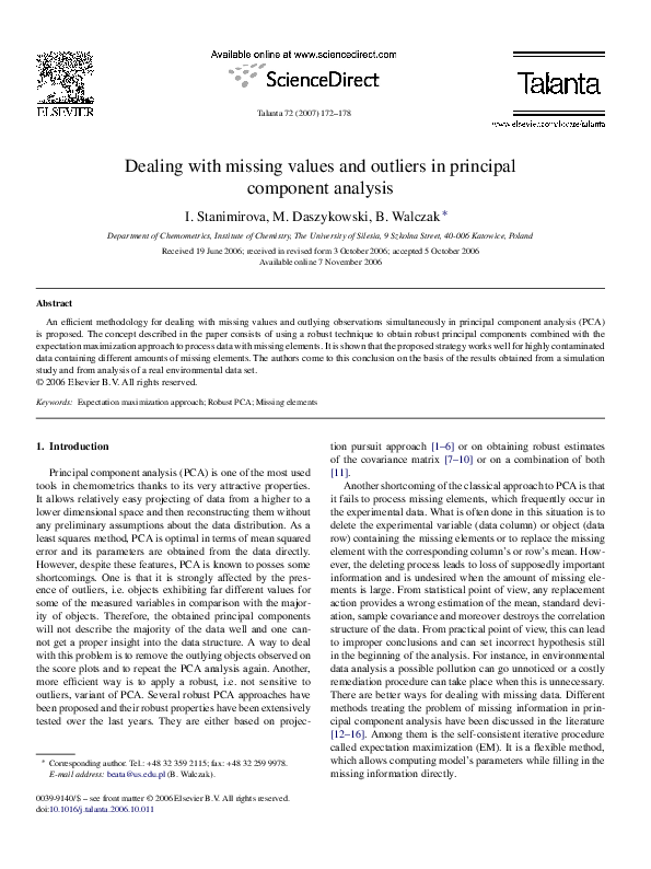 (PDF) Dealing with missing values and outliers in principal component ... (PDF) Dealing with missing values and outliers in principal component ...