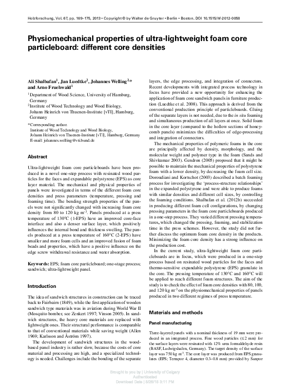 (PDF) Physiomechanical properties of ultra-lightweight foam core ...