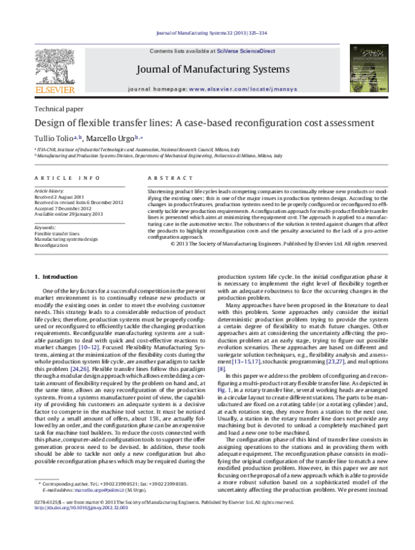 (PDF) Design of flexible transfer lines: A case-based reconfiguration ...