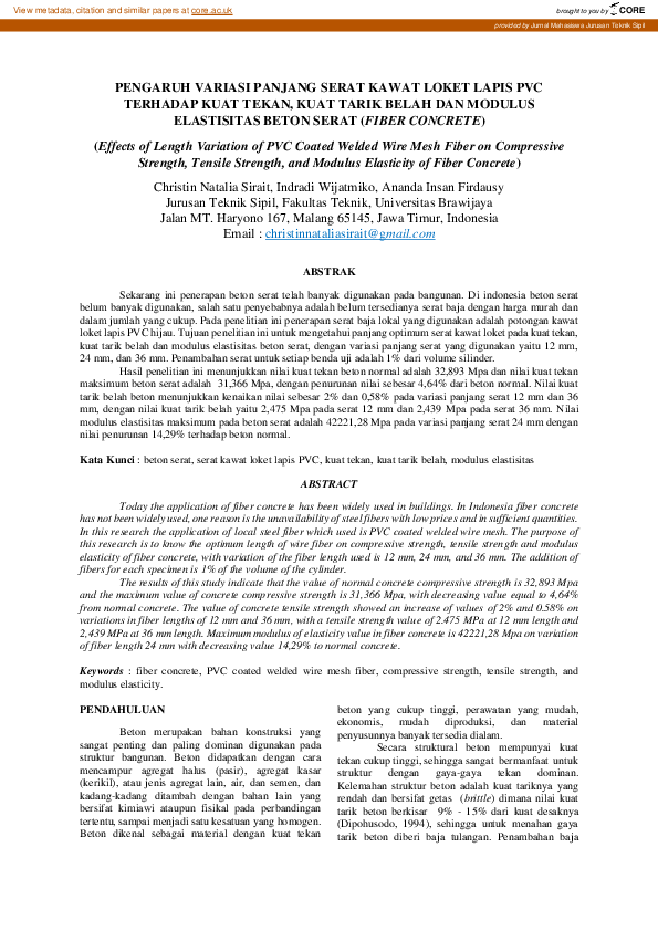(PDF) Pengaruh Variasi Panjang Serat Kawat Loket Lapis PVC Terhadap ...
