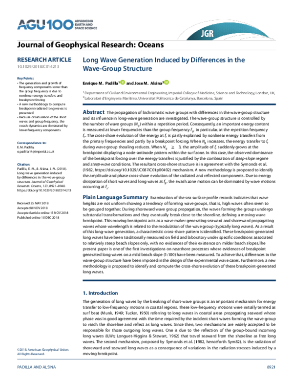 (PDF) Long Wave Generation Induced by Differences in the Wave‐Group ...