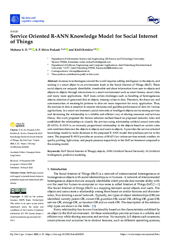 (PDF) Service Oriented R-ANN Knowledge Model for Social Internet of Things