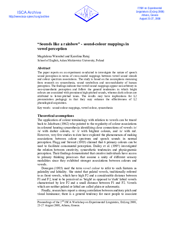 (PDF) Vowel Perception