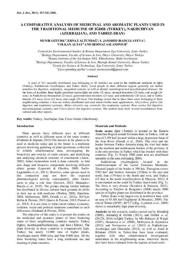 (PDF) A comparative analysis of medicinal and aromatic plants used in ...