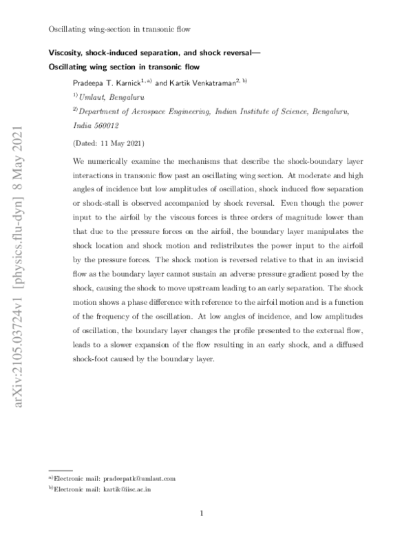 (PDF) Viscosity, shock-induced separation, and shock reversal ...