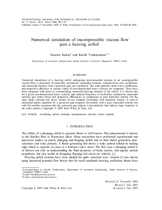Pdf Numerical Simulation Of Incompressible Viscous Flow Past A