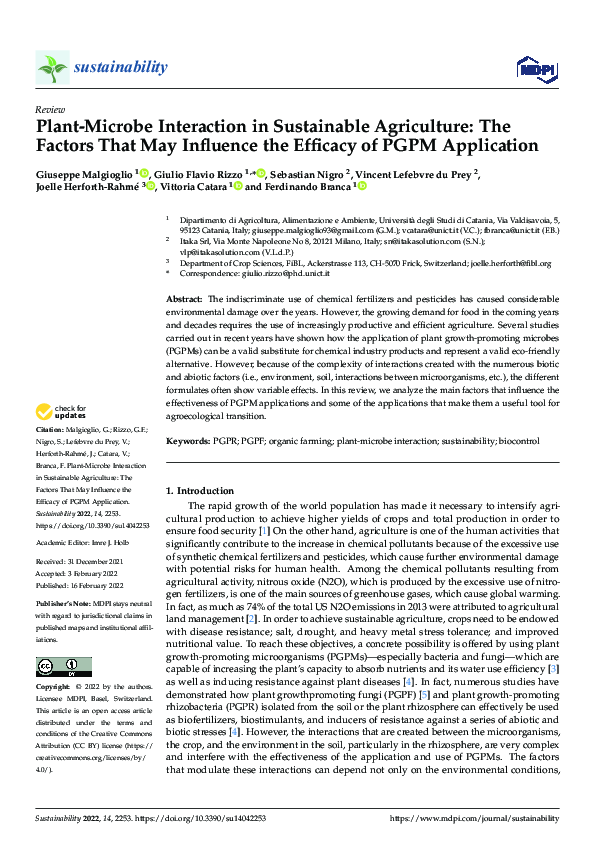 (PDF) Plant-Microbe Interaction in Sustainable Agriculture: The Factors ...