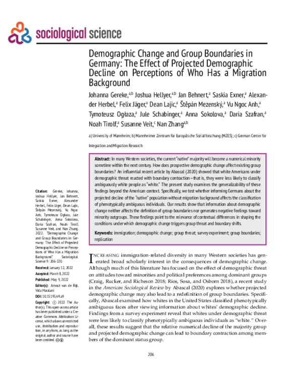 (PDF) Demographic Change and Group Boundaries in Germany: The Effect of ...