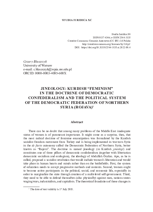 (PDF) Jineology: Kurdish “feminism” in the doctrine of democratic ...