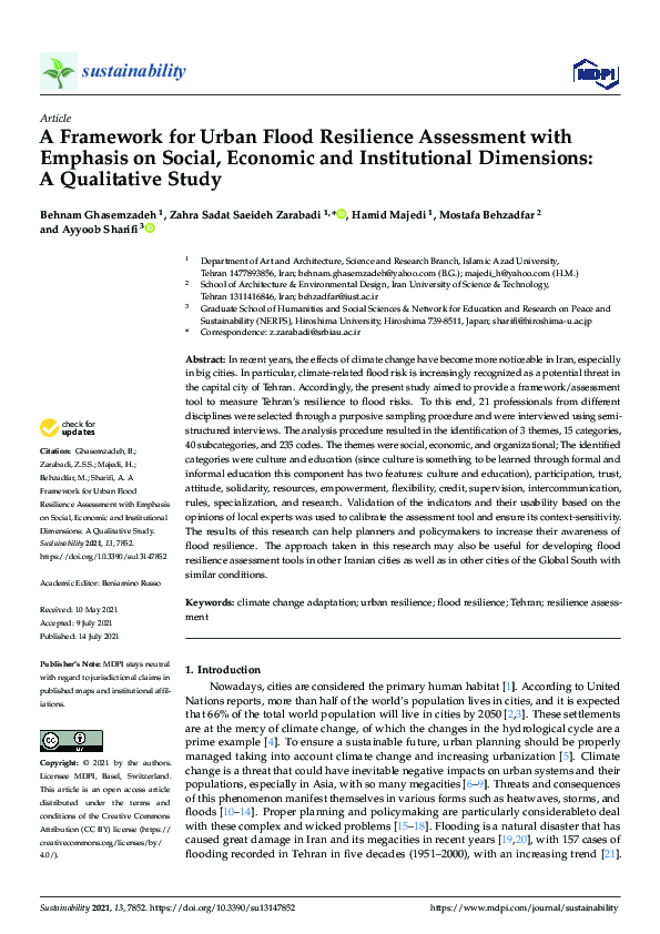 (PDF) A Framework for Urban Flood Resilience Assessment with Emphasis ...