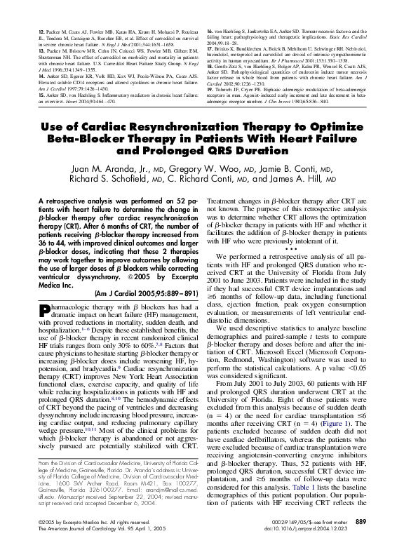 (PDF) Use of cardiac resynchronization therapy to optimize beta-blocker ...