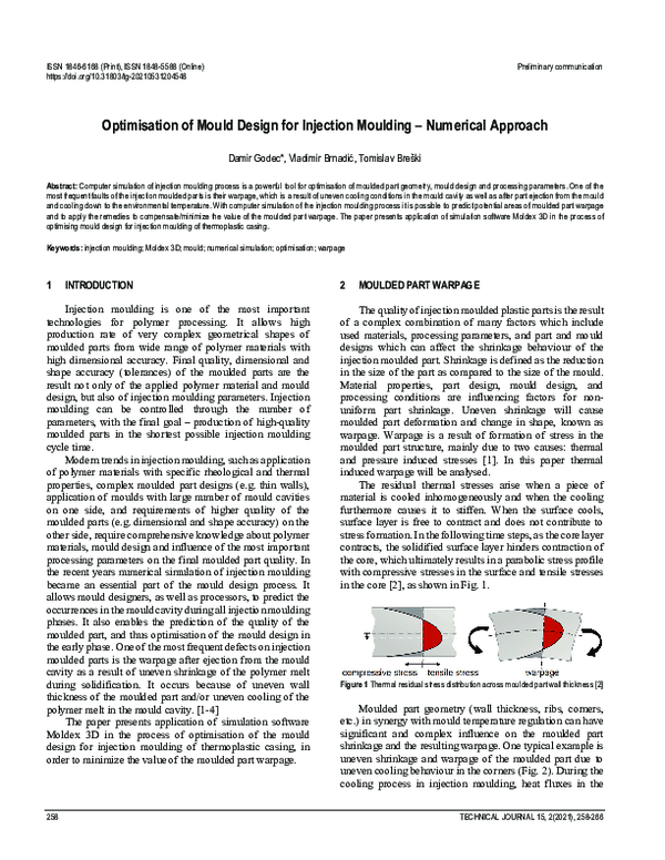 Pdf Optimisation Of Mould Design For Injection Moulding Numerical Approach