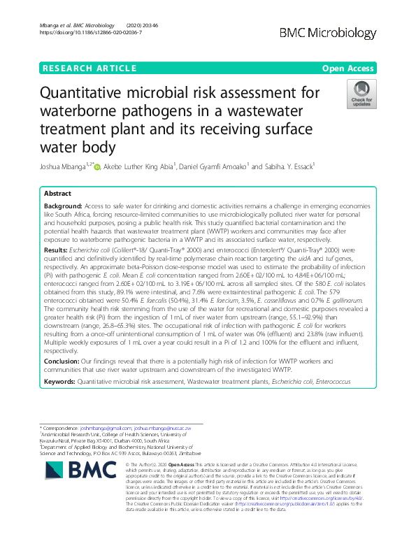 (PDF) Quantitative microbial risk assessment for waterborne pathogens ...