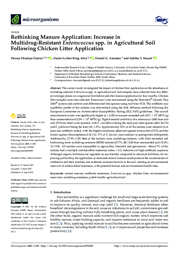 (PDF) Rethinking Manure Application: Increase in Multidrug-Resistant ...