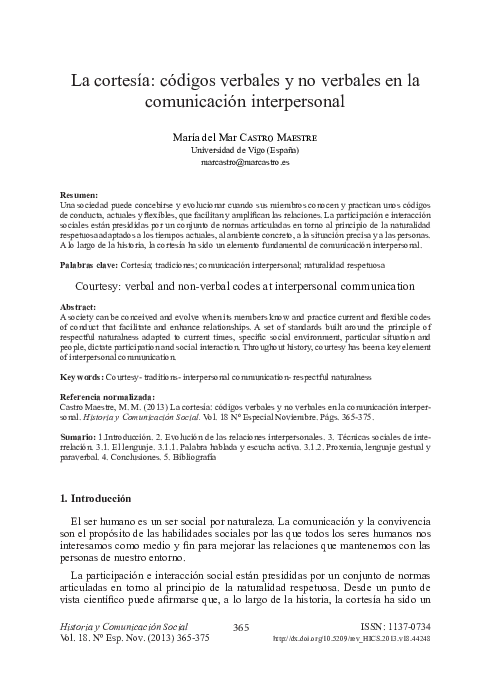 (PDF) La cortesía: códigos verbales y no verbales en la comunicación ...