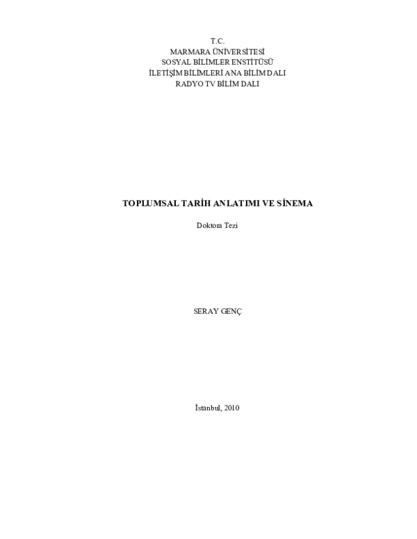 (PDF) Toplumsal tarih anlatımı ve sinema | Seray Genç - Academia.edu
