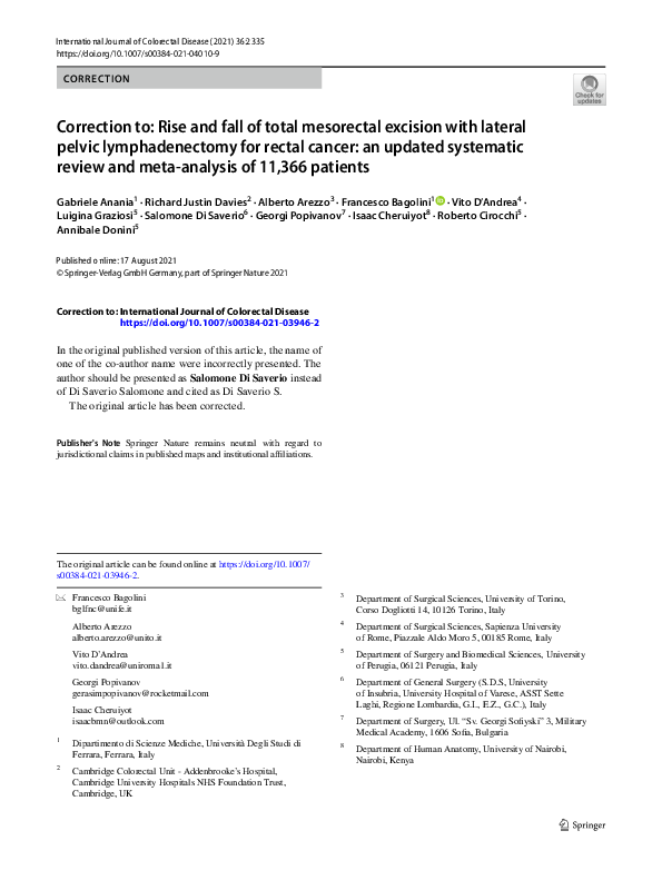 (PDF) Correction to: Rise and fall of total mesorectal excision with lateral pelvic ...