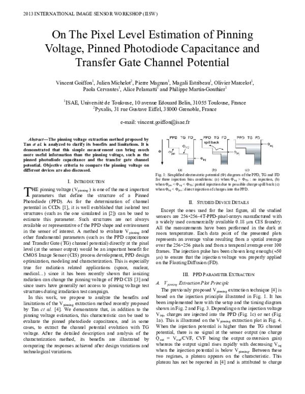 Pdf On The Pixel Level Estimation Of Pinning Voltage Pinned Photodiode Capacitance And