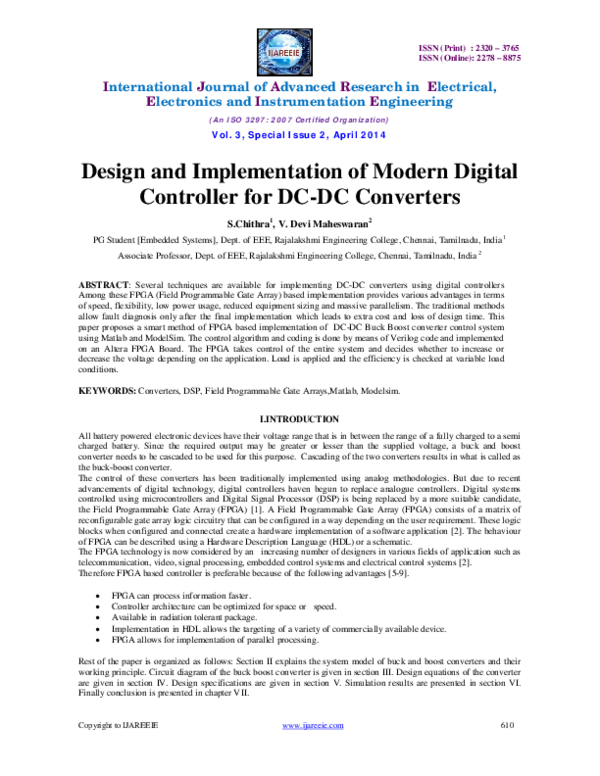 (PDF) Design and Implementation of Modern Digital Controller for DC-DC Converters