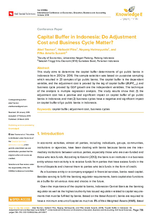 (PDF) Capital Buffer in Indonesia: Do Adjustment Cost and Business ...