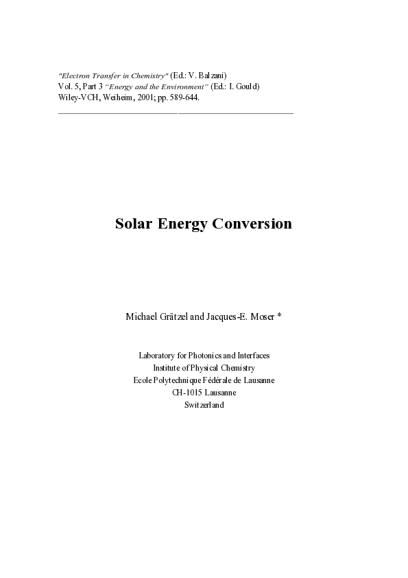 (PDF) Solar Energy Conversion