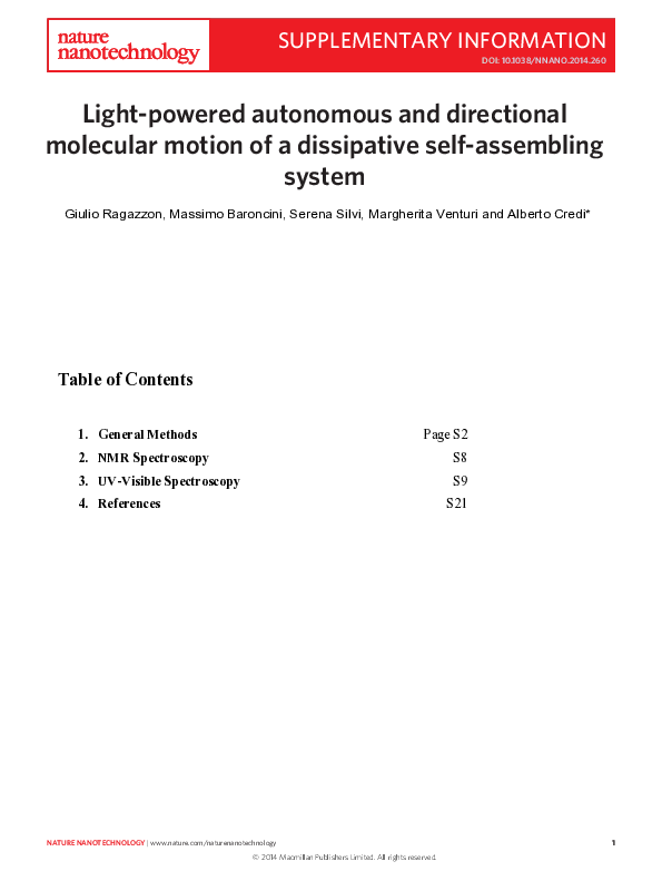 (PDF) Light-powered autonomous and directional molecular motion of a ...