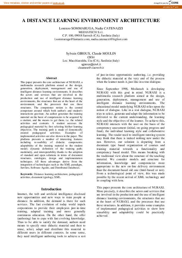 (PDF) A distance learning environment architecture