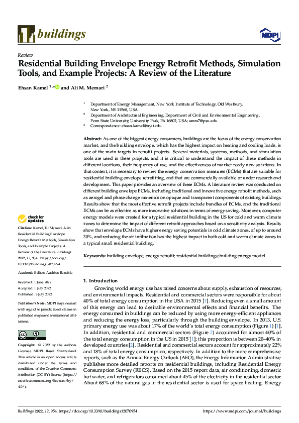 (PDF) Residential Building Envelope Energy Retrofit Methods, Simulation Tools, and Example ...