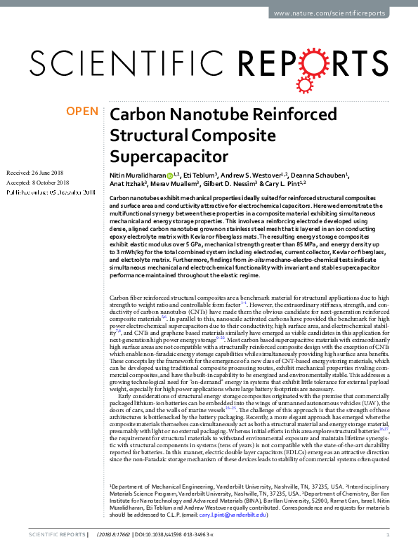 (PDF) Carbon Nanotube Reinforced Structural Composite Supercapacitor