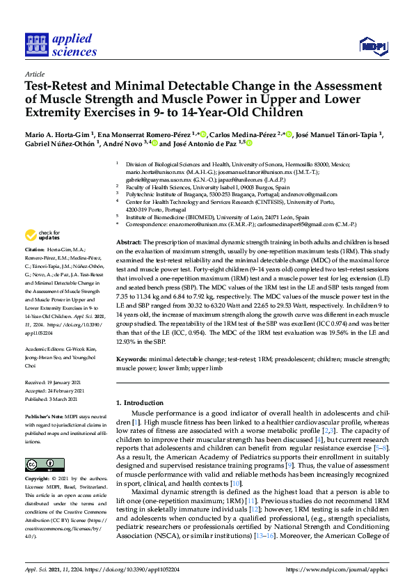 (PDF) Test-Retest and Minimal Detectable Change in the Assessment of ...