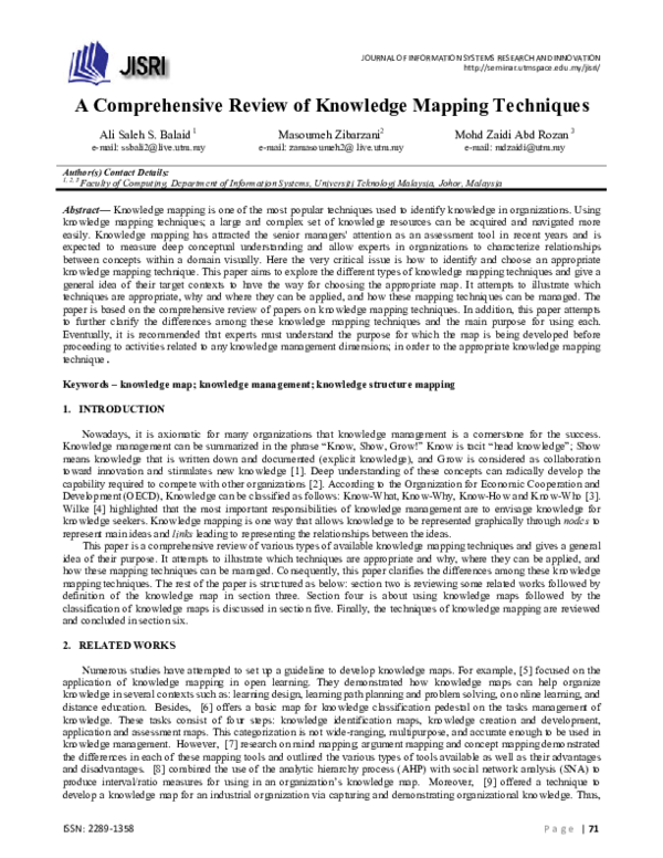 (PDF) A Comprehensive Review of Knowledge Mapping Techniques