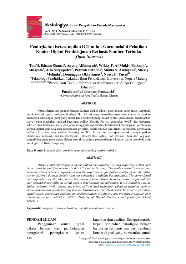 (PDF) Peningkatan Keterampilan ICT untuk Guru melalui Pelatihan Konten ...