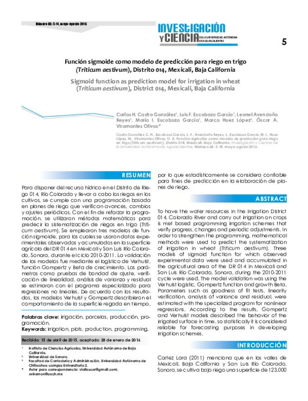 (PDF) Función sigmoide como modelo de predicción para riego en trigo ...
