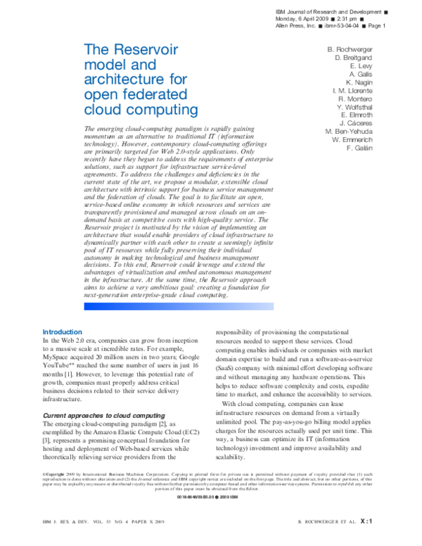 (PDF) The Reservoir model and architecture for open federated cloud ...