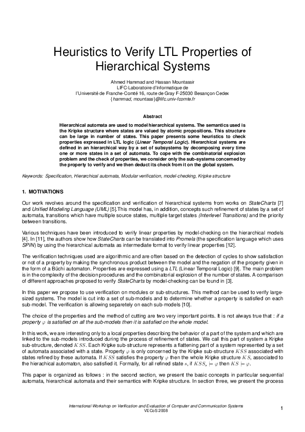 (PDF) Heuristics to Verify LTL Properties of Hierarchical Systems