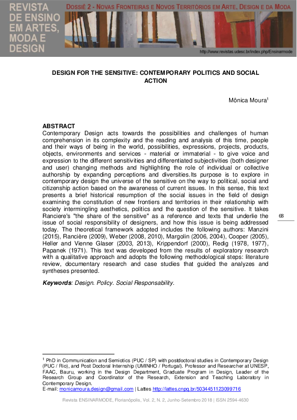 (PDF) Design for the Sensitive: Contemporary Politics and Social Action