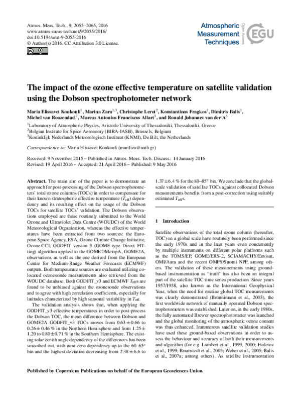 (PDF) The impact of the ozone effective temperature on satellite ...