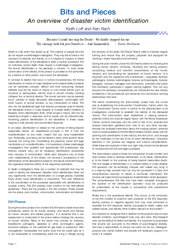 (PDF) Bits and Pieces: An Overview of Disaster Victim Identification ...