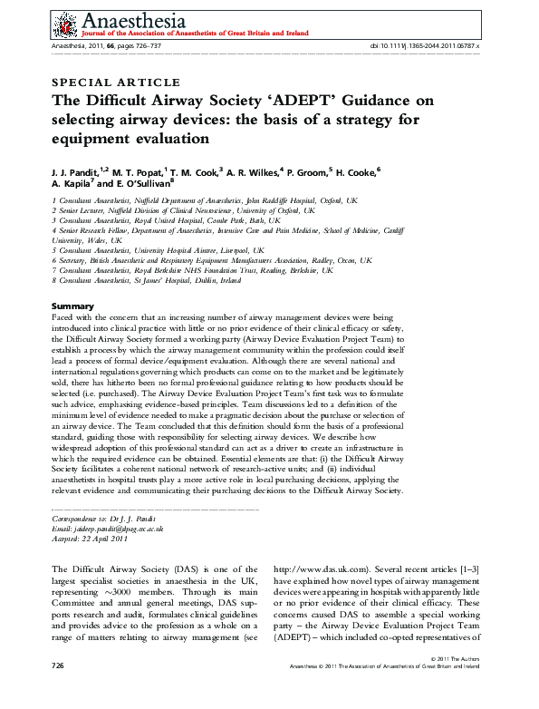 (PDF) The Difficult Airway Society ‘ADEPT’ Guidance on selecting airway ...