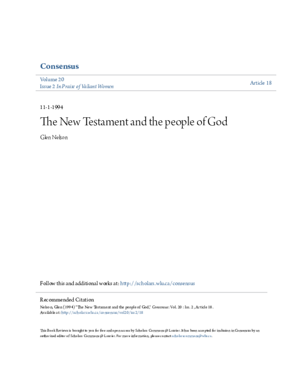 (PDF) The New Testament and the People of God