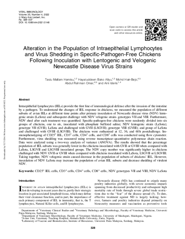 (PDF) Alteration in the Population of Intraepithelial Lymphocytes and ...