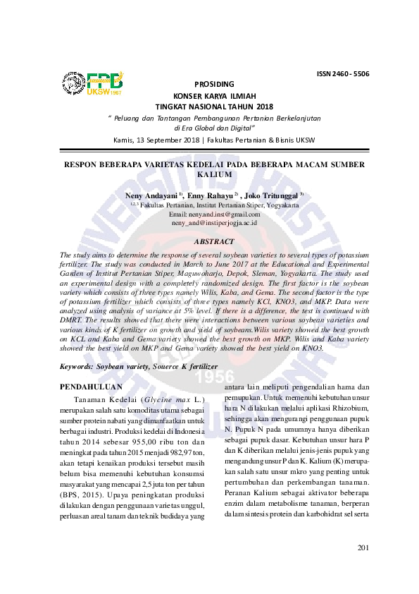 (PDF) Respon Beberapa Varietas Kedelai Pada Beberapa Macam Sumber ...