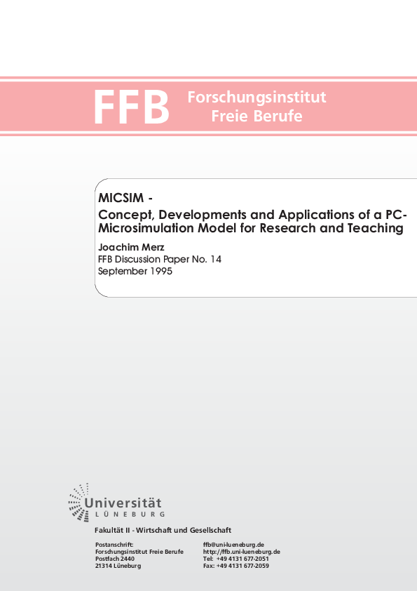 (PDF) MICSIM - Concept, Developments and Applications of a PC-Microsimulation Model for Research ...