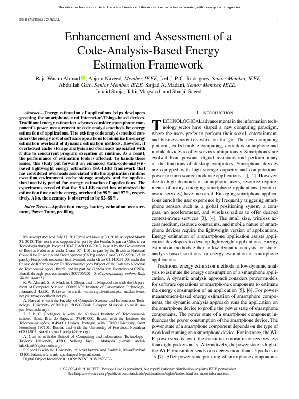 Pdf Enhancement And Assessment Of A Code Analysis Based Energy