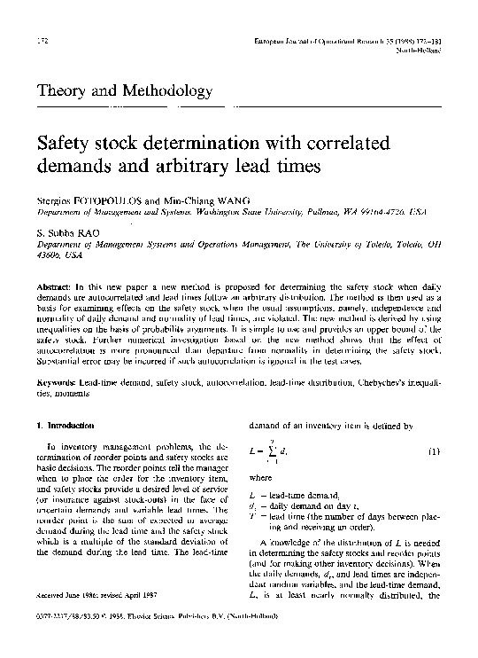 (PDF) Safety stock determination with correlated demands and arbitrary ...