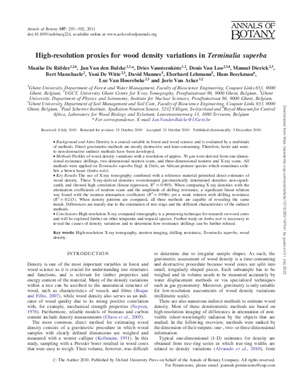 High-resolution proxies for wood density variations in Terminalia superba