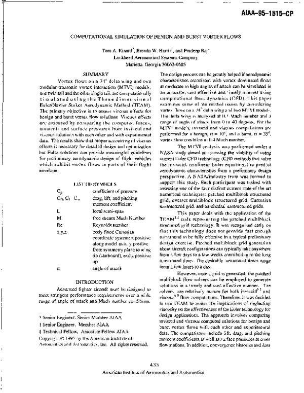 Pdf Computational Simulation Of Benign And Burst Vortex Flows