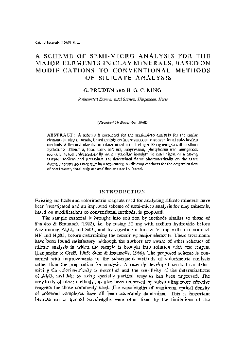 (PDF) A scheme of semi-micro analysis for the major elements in clay minerals, based on ...