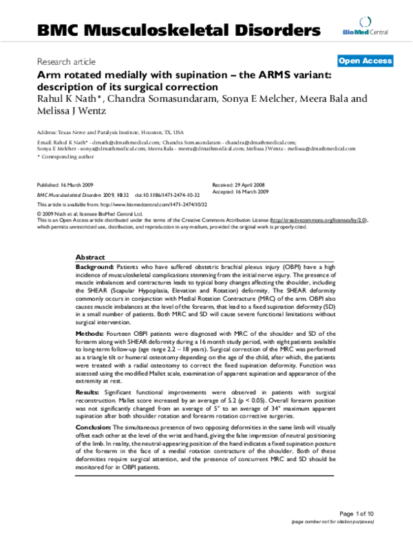 (PDF) Arm rotated medially with supination – the ARMS variant ...